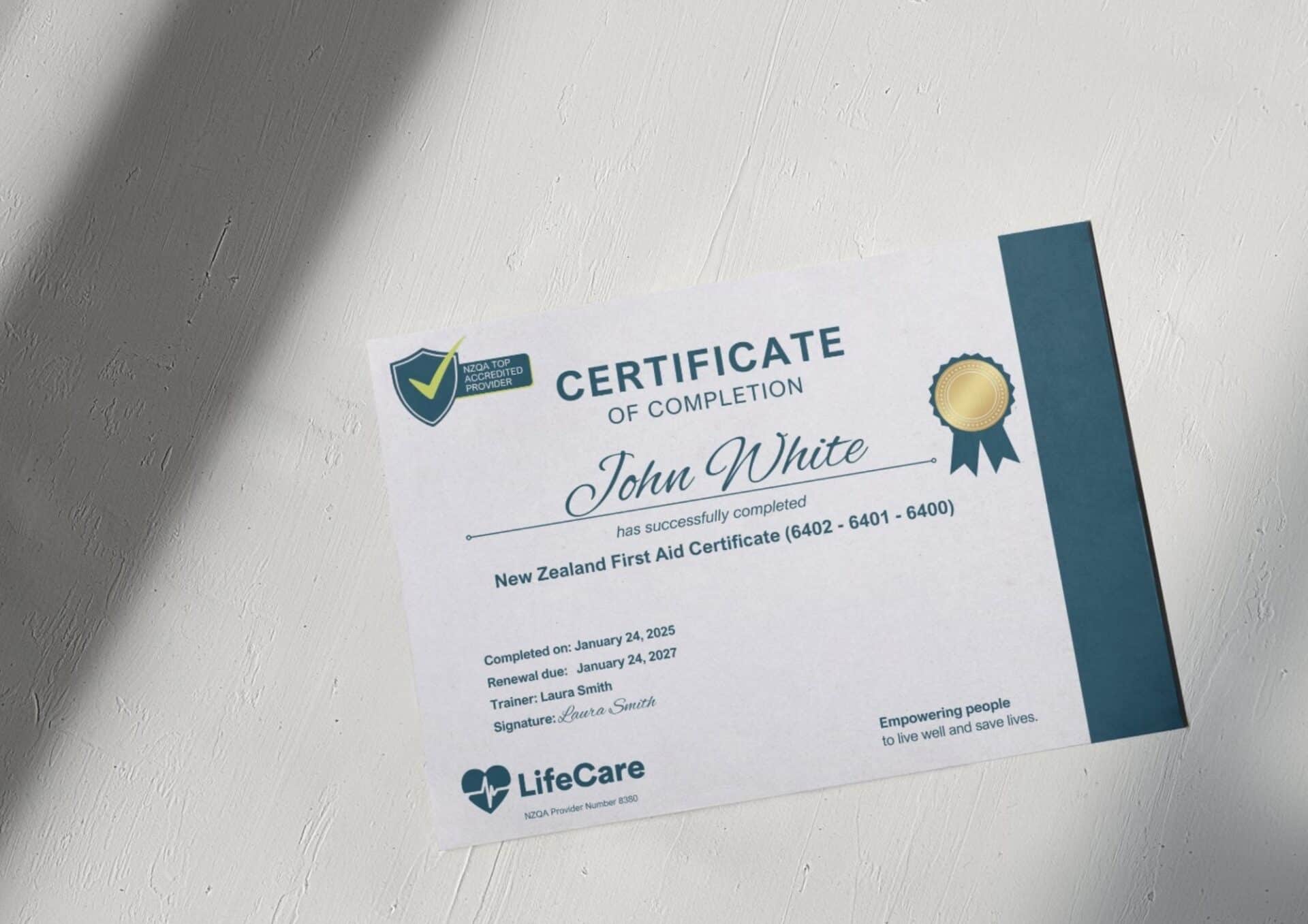 How long does a First Aid Certificate last - LifeCare
